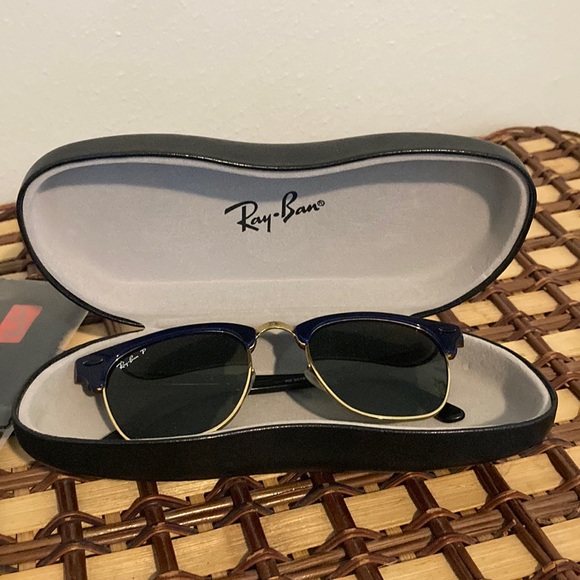 Ray-Ban | Accessories | Ray Bans Clubmaster Navy And Gold Polarized ...